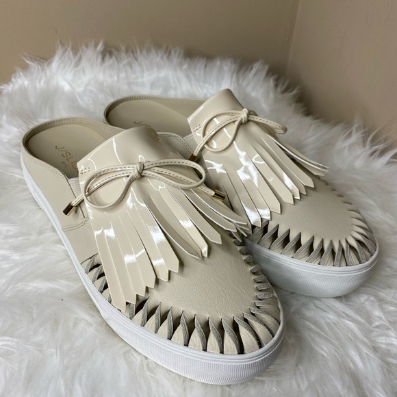 J Slides | Shoes | Js Slides Ivory Patentleather Mule Flat Loafer ...